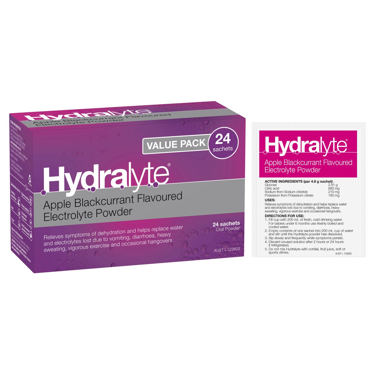 Hydralyte Sachets Apple Blackcurrant 4.9g x 24s | WA INDUSTRIAL ...